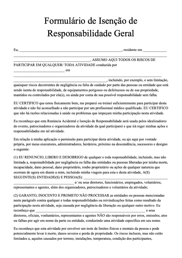 Modelo De Termo De Responsabilidade